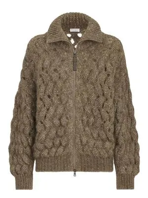 BRUNELLO CUCINELLI BRUNELLO CUCINELLI Cardigan In Mohair And Wool With Dazzling Zigzag Cables
