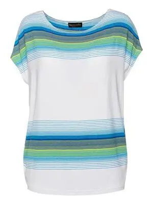 CONQUISTA Striped Sleeveless Top - White/blue