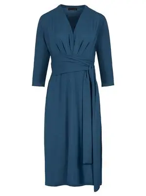 CONQUISTA Empire Line Dress With Belt - Blue