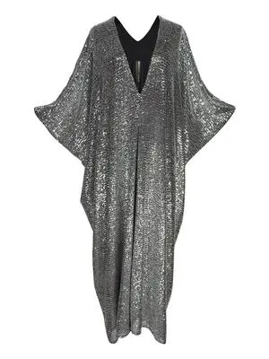 JENNAFER GRACE Grey / Silver Gunmetal Sequin Caftan Kaftan Dress - Grey/silver