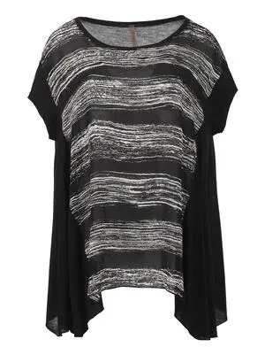 CONQUISTA Conquista Contemporary Abstract Printed Crepe & Jersey Oversized Top