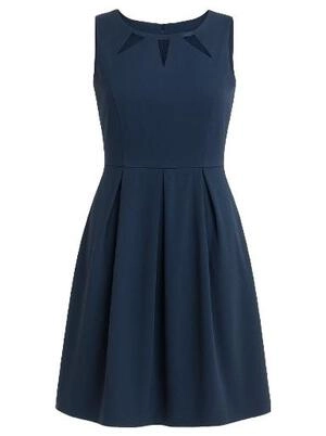 CONQUISTA Sleeveless Pleat Detail Dress - Blue