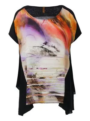 CONQUISTA Abstract Sunset Oversized Jersey Top - Black