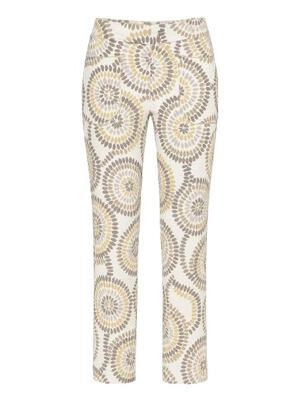 CONQUISTA Conquista Patterned Linen Blend Straight Leg Pants