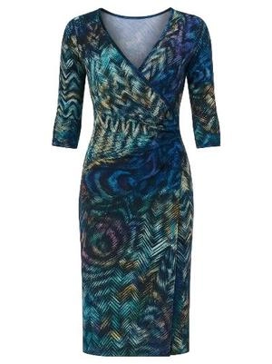 CONQUISTA Print Crossover Dress With ¾ Sleeves - Blue