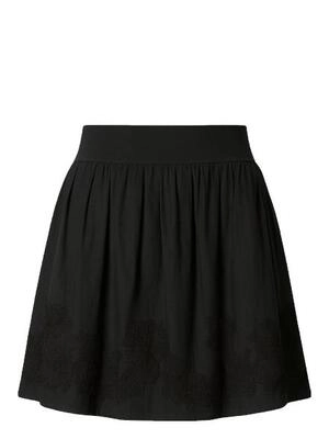 CONQUISTA Pleated Skirt With Embroidery Detail - Black