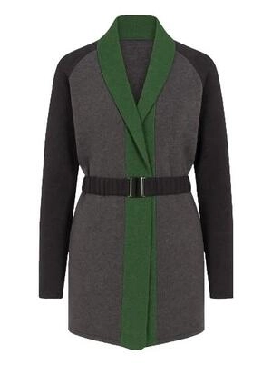 CONQUISTA Open-fronted Cardigan With Contrast Panels - Green