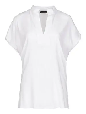 CONQUISTA Sleeveless Top With Mandarin Collar - White