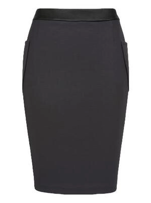 CONQUISTA Knee-length Skirt With Faux Leather Detail - Grey