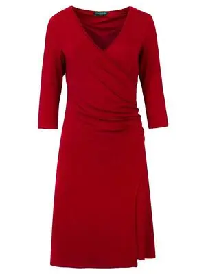 CONQUISTA Faux Wrap Dress - Red