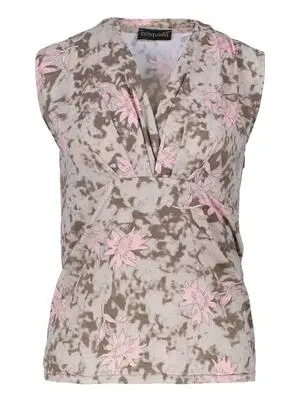 CONQUISTA Sleeveless Floral V-neck Top - Pink