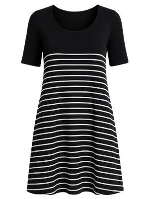 CONQUISTA A-line Stretch Dress With Stripe Detail - Black