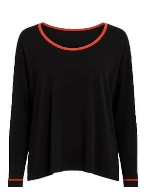 CONQUISTA Oversized Top With Contrast Trim - Black