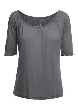 CONQUISTA Short Sleeve Top With Rhinestone Detail - Grey