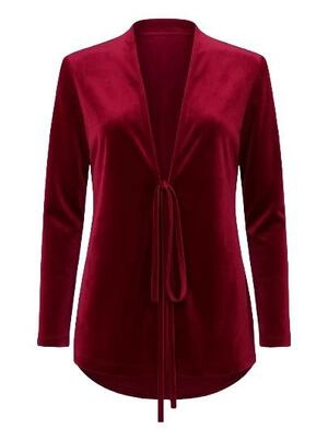 CONQUISTA Velvet Cardigan With Ties - Red
