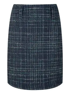 CONQUISTA Check Wool Blend Mini Skirt - Blue