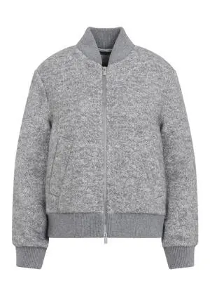 Peserico Bouclé Bomber Jacket In Wool-alpaca Blend - Grey