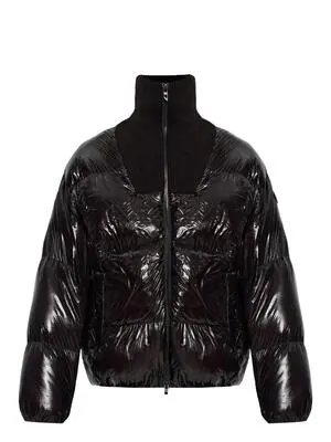 DIESEL® DIESEL Ribbed Turtleneck Down Puffer Jacket With Two-Way Zip Pockets And Drawstring Hem