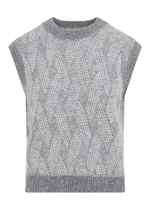 Peserico Pescarico Mixed-material Sleeveless Knit Gilet - Grey