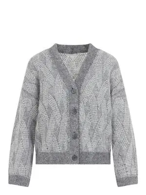 PESERICO PESERICO Textured Blend Cardigan Sweater With Metallic Fiber
