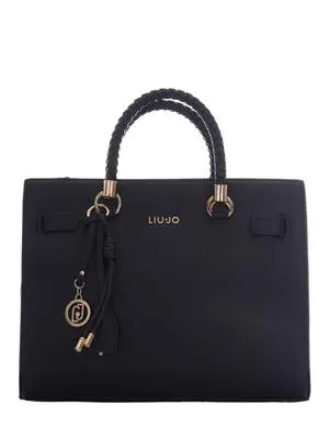 Liu Jo Structured Top Handle Tote Bag With Logo Detail - Nero