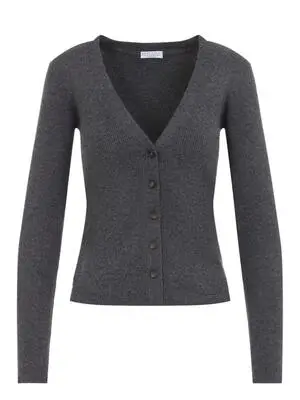 Brunello Cucinelli Cashmere Lurex Cardigan Sweater - Grey