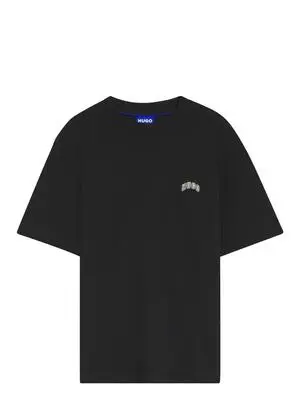 Hugo Regular-fit Cotton T-shirt With Varsity Logo Black