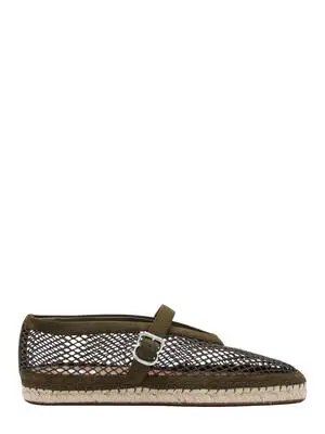 Alaïa Alaïa Flat Espadrilles In Mesh And Suede Green