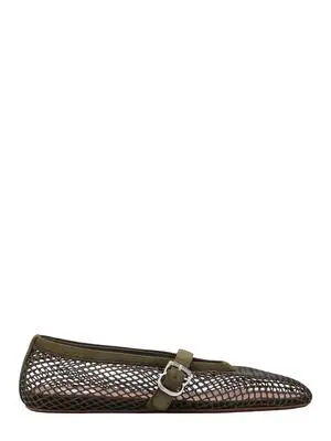 Alaïa Mesh And Suede Ballet Flats - Green