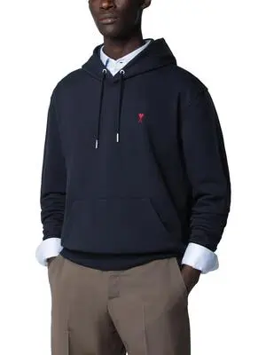 AMI Paris Hoodie With De Cœur Embroidery - Blue