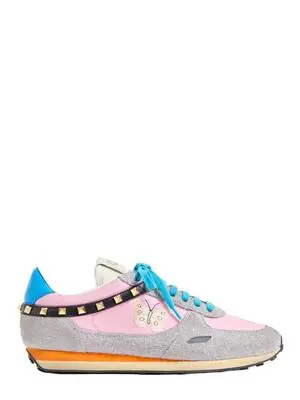 Valentino Garavani Stud Up Runner Sneakers With Butterfly Embroidery - Pink/multicolour
