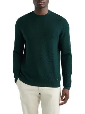 Emporio Armani Geometric Stitch Virgin Wool Crewneck Sweater - Green