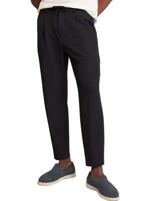 Ted Baker London Pleated Straight Leg Drawstring Pants - Black