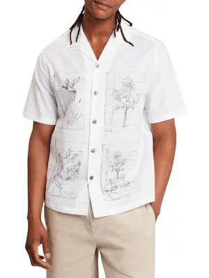 Ted Baker London Gallagr Linen & Cotton Camp Shirt - White