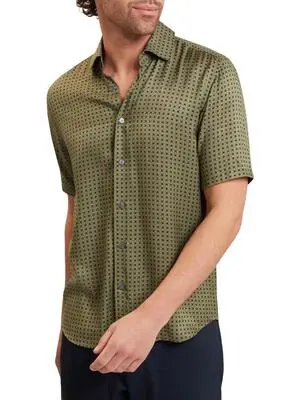 Ted Baker London Allistr Check Short Sleeve Button-up Shirt - Khaki