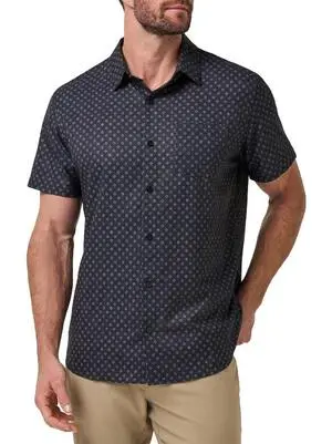 Travis Mathew Techwoven Beach Hut Short Sleeve Performance Button-up Shirt - Total Eclipse