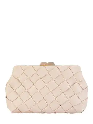 OLGA BERG Olga Berg Quinn Woven Faux Leather Clutch