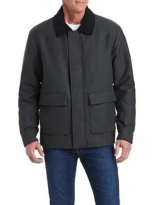 Vince Camuto Waxed Barn Jacket With Corduroy Collar - Black