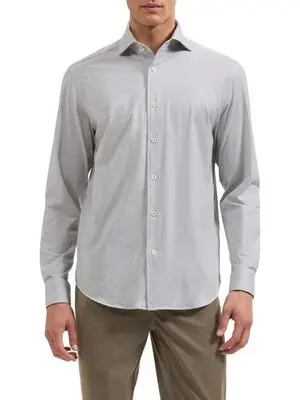 Bugatchi Devon Ooohcotton® Geo Print Button-up Shirt - Olive