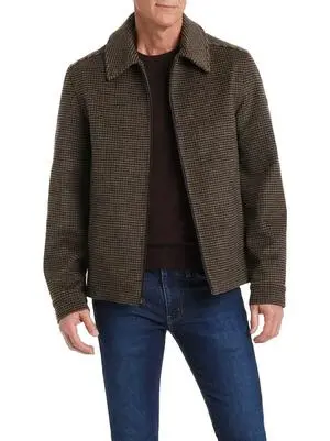 Vince Camuto Plaid Flannel Zip Jacket - Brown Houndstooth