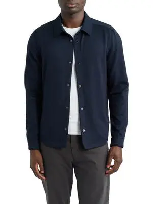 Bugatchi Soft Touch Knit Shirt Jacket - Navy