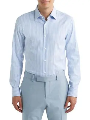 BOSS Hank Slim Fit Stripe Stretch Cotton Dress Shirt - Blue