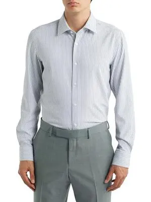 BOSS Hank Slim Fit Stripe Stretch Dress Shirt - Green