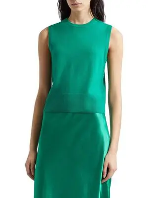 Vince Wool Blend Crewneck Shell - Emerald