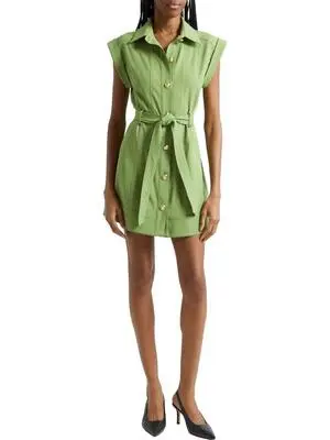 Cinq À Sept Milo Stretch Button Front Mini Dress - Kale