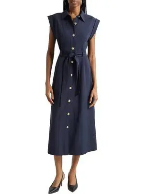 Cinq À Sept Milo Stretch Midi Shirtdress - Navy