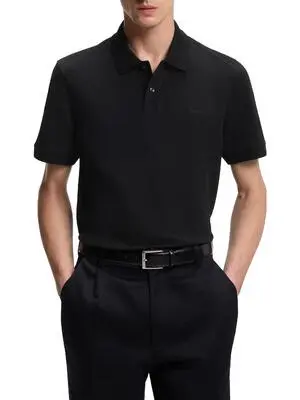 BOSS Pallas Solid Cotton Piqué Polo - Black