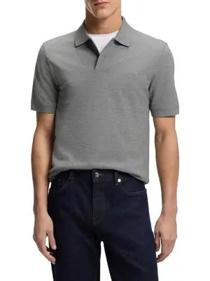 BOSS Pallas Solid Cotton Piqué Polo - Silver