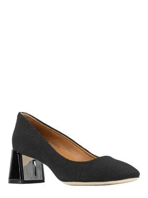 DONALD PLINER Flared Block Heel Pumps With Textured Fabric - Black