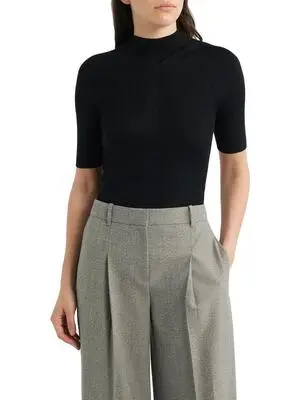 BOSS Faleri Virgin Wool Ribbed High Neck Sweater - Black